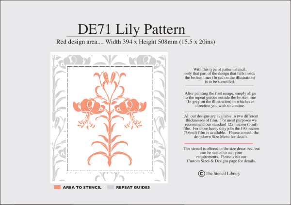 7. DE71 Lily Pattern | Stencil Library
